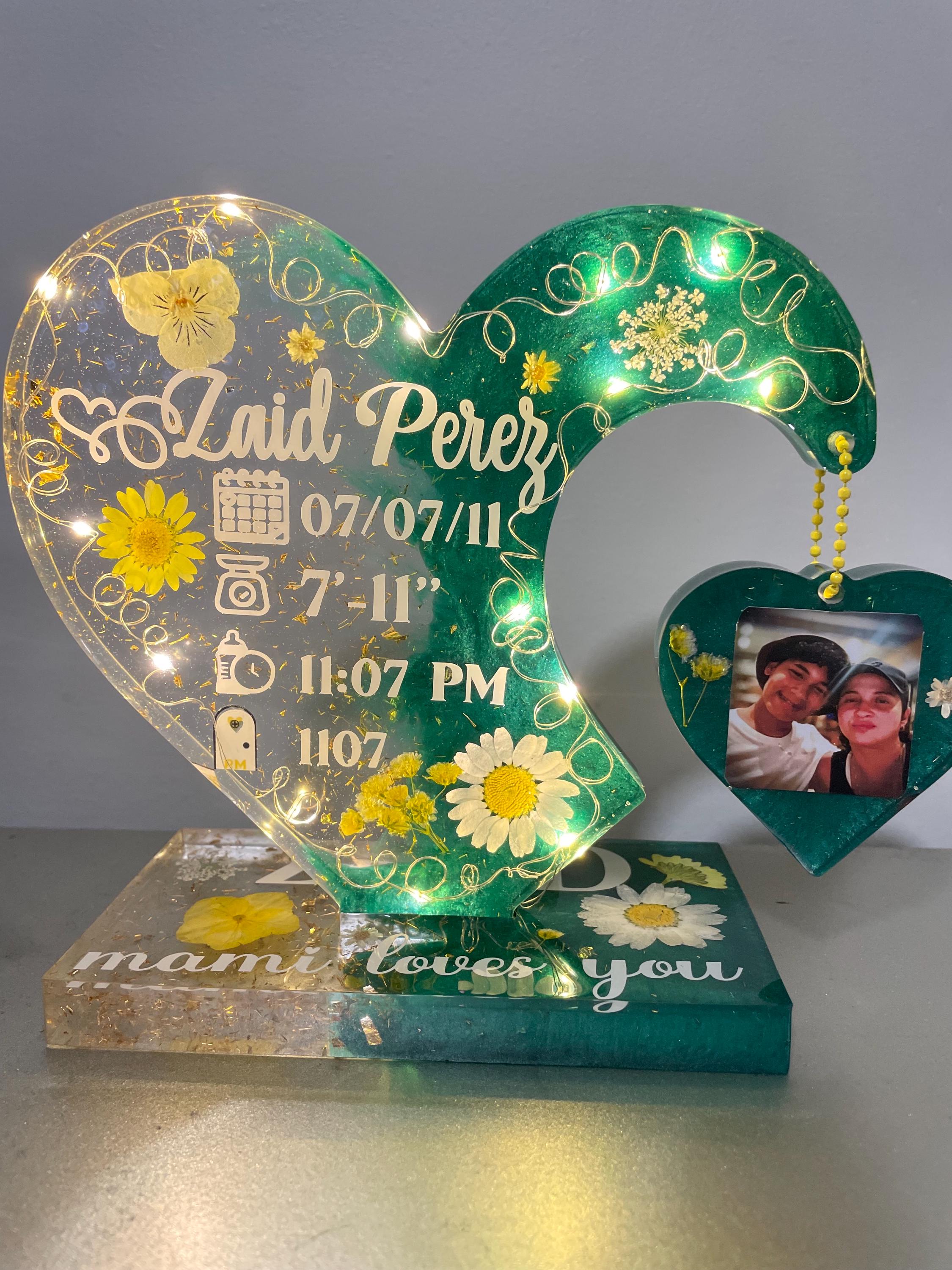 Personalized Double Heart Resin Photo Frame: Custom Keepsake Gift - Etsy