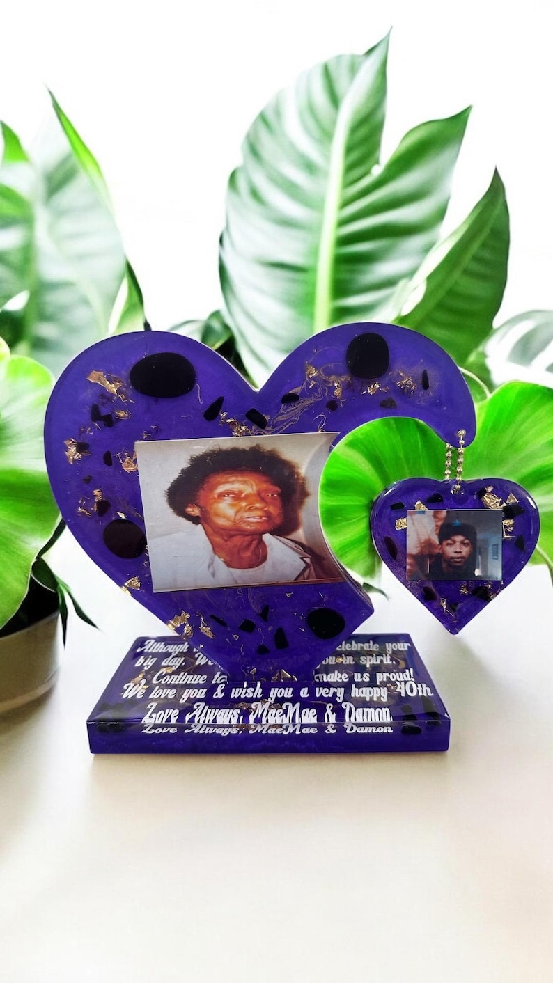 Personalized Double Heart Resin Photo Frame: Custom Keepsake Gift - Etsy