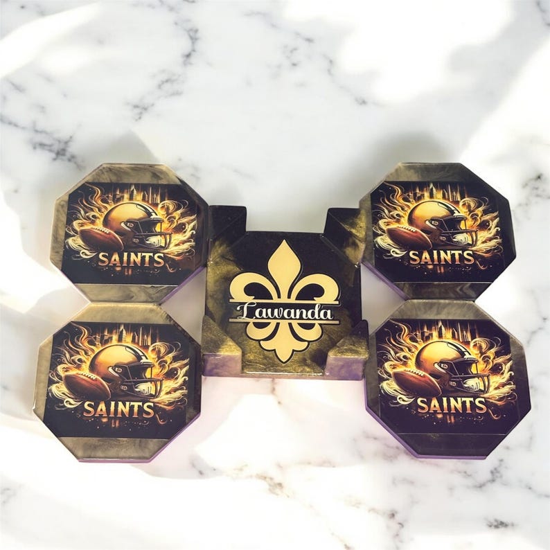 Personalized Football Theme Resin Coaster Set: Custom Home Decor With ...