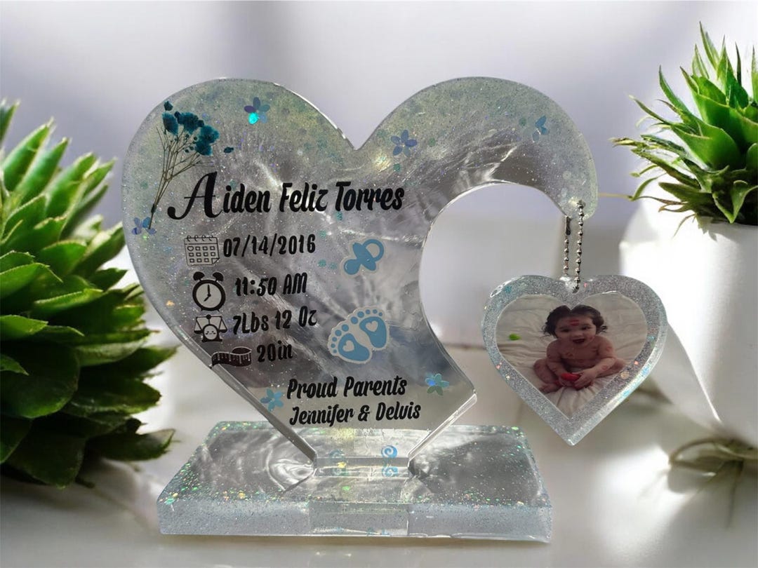 Personalized Double Heart Resin Photo Frame: Custom Keepsake Gift - Etsy