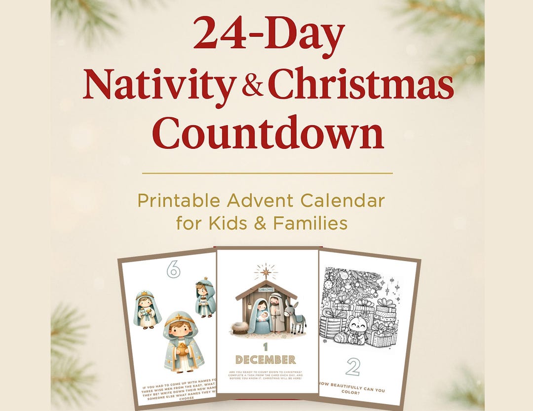 24 Nativity & Christmas Countdown Cards | Download Printable Advent ...
