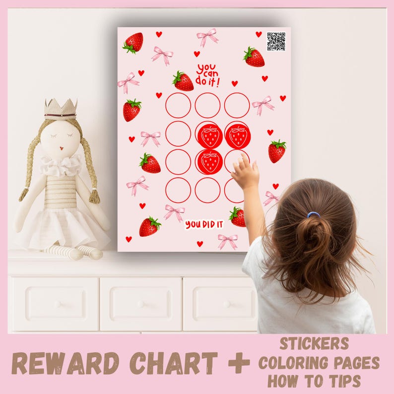 Printable Chore Chart for Kids – Strawberry Style A4 - Us Letter ...