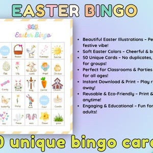 Easter Bingo Game - Printable Kids Bingo - Fun Holiday Party Activity ...