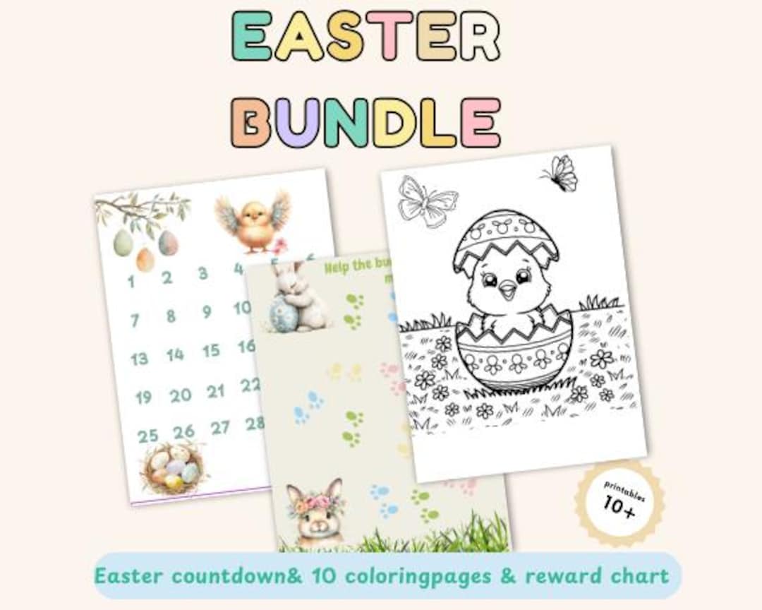 Easter Bundle for Kids, Printable Digital Countdown, Lent 40 Days ...
