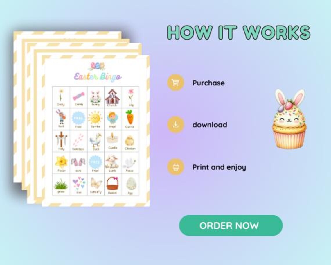 Easter Bingo Game - Printable Kids Bingo - Fun Holiday Party Activity ...