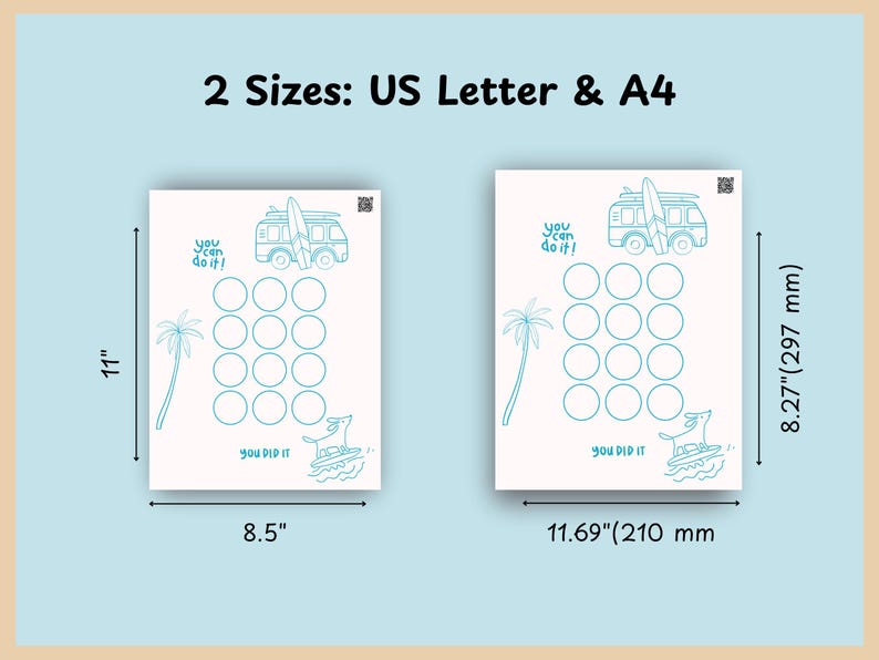 Blue Surf Reward Chart Printable – A4 Toddler Chore Tracker ...