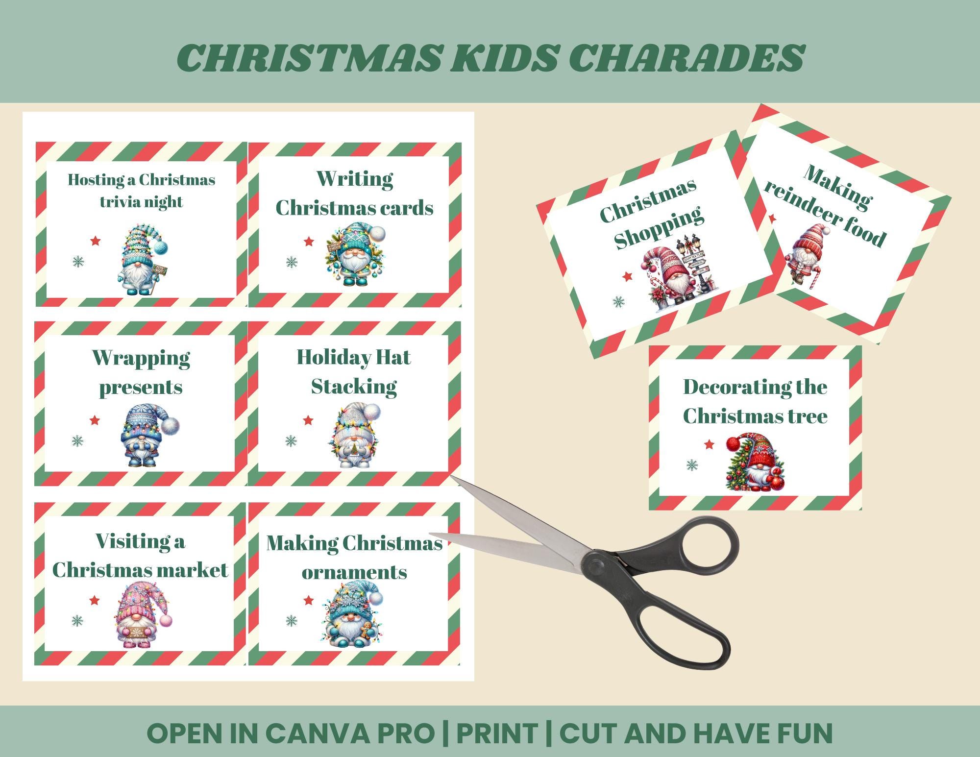 Printable Christmas Charades Game for Kids & Family Fun, Seasonal ...