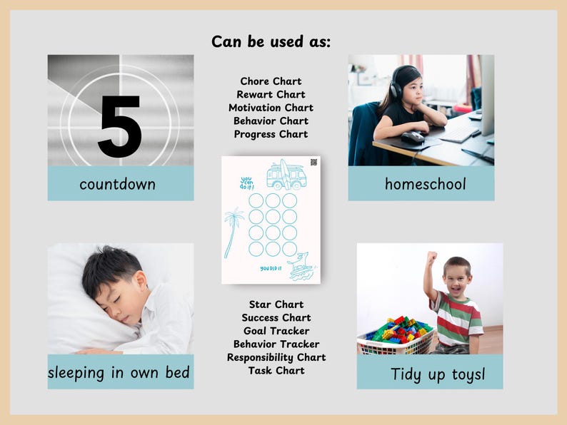 Blue Surf Reward Chart Printable – A4 Toddler Chore Tracker ...