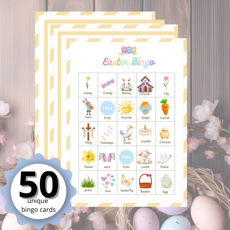 Easter Bingo Game - Printable Kids Bingo - Fun Holiday Party Activity ...