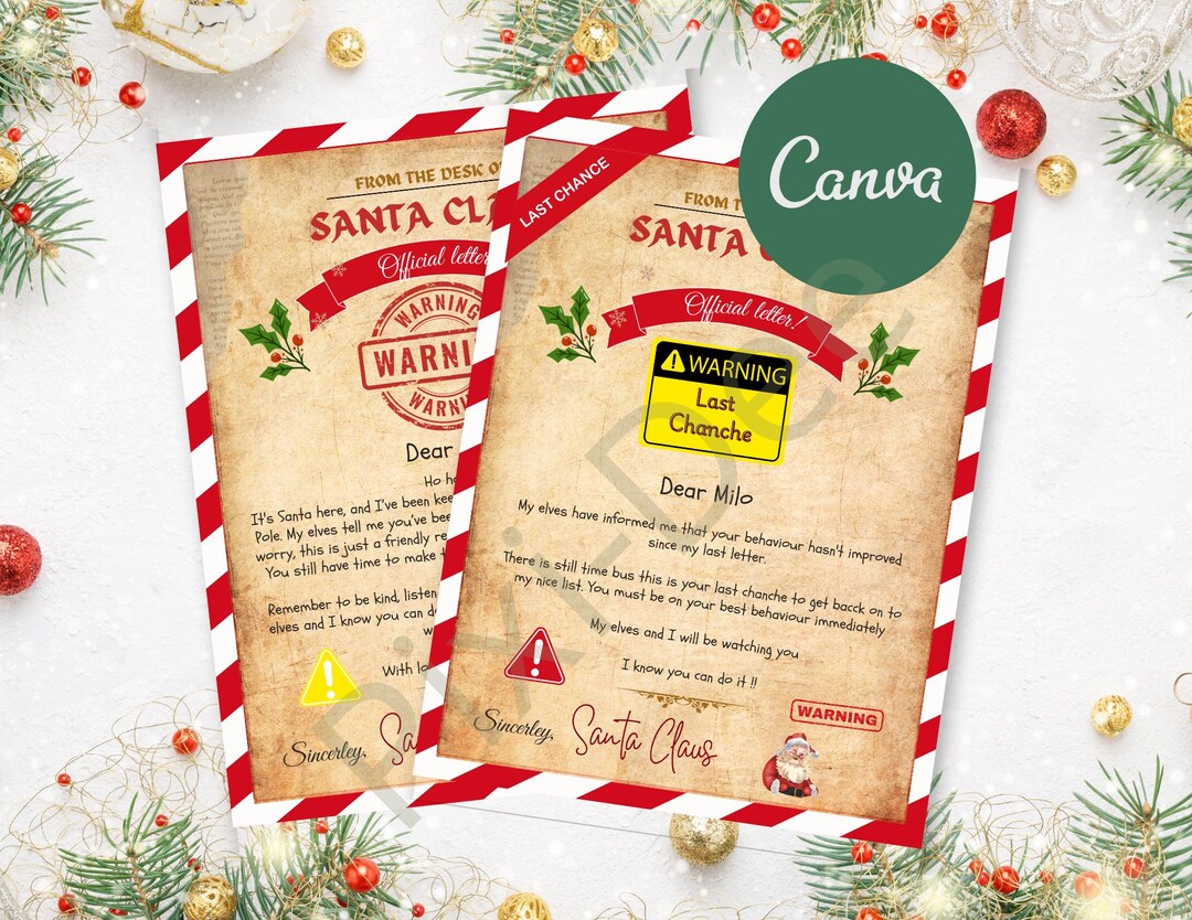 Personalized Kids Letter From Santa, Printable Template Santa Letter ...