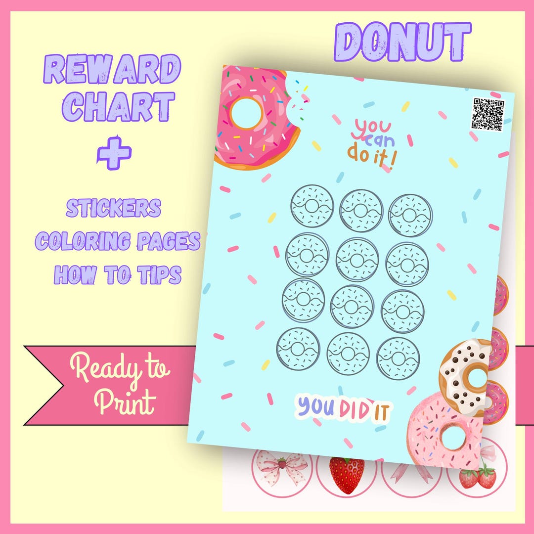 Printable Chore Chart for Kids – Donut Style A4 /us Letter Reward ...