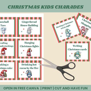Printable Christmas Charades Game for Kids & Family Fun, Seasonal ...