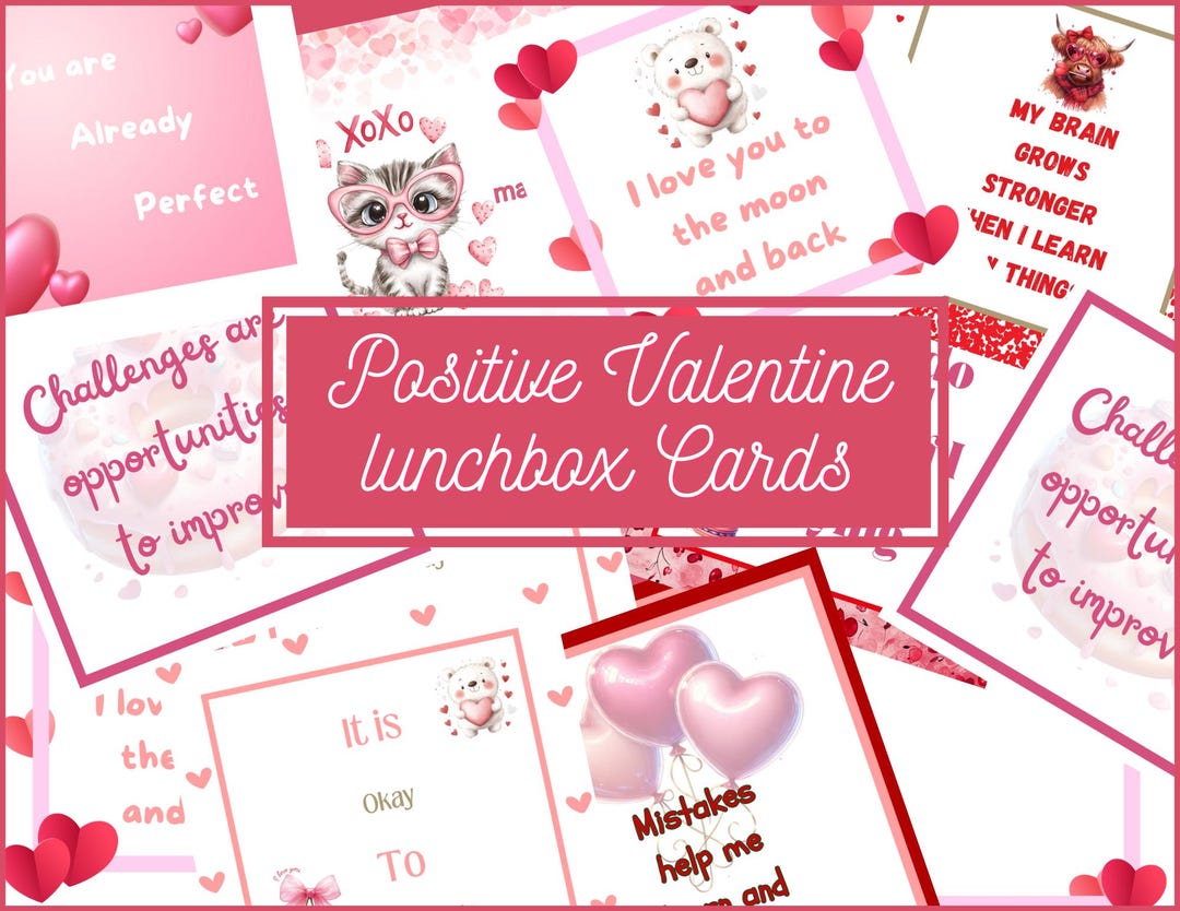 Valentine Lunchbox Cards for Kids - Cute Valentine's Day Notes for ...