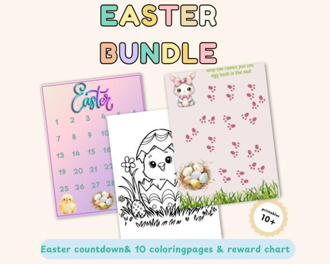 Easter Bundle for Kids, Printable Digital Countdown, Lent 40 Days ...