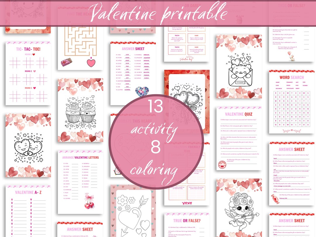 Pack de coloriage et d'activités de Saint-Valentin imprimables pour les ...
