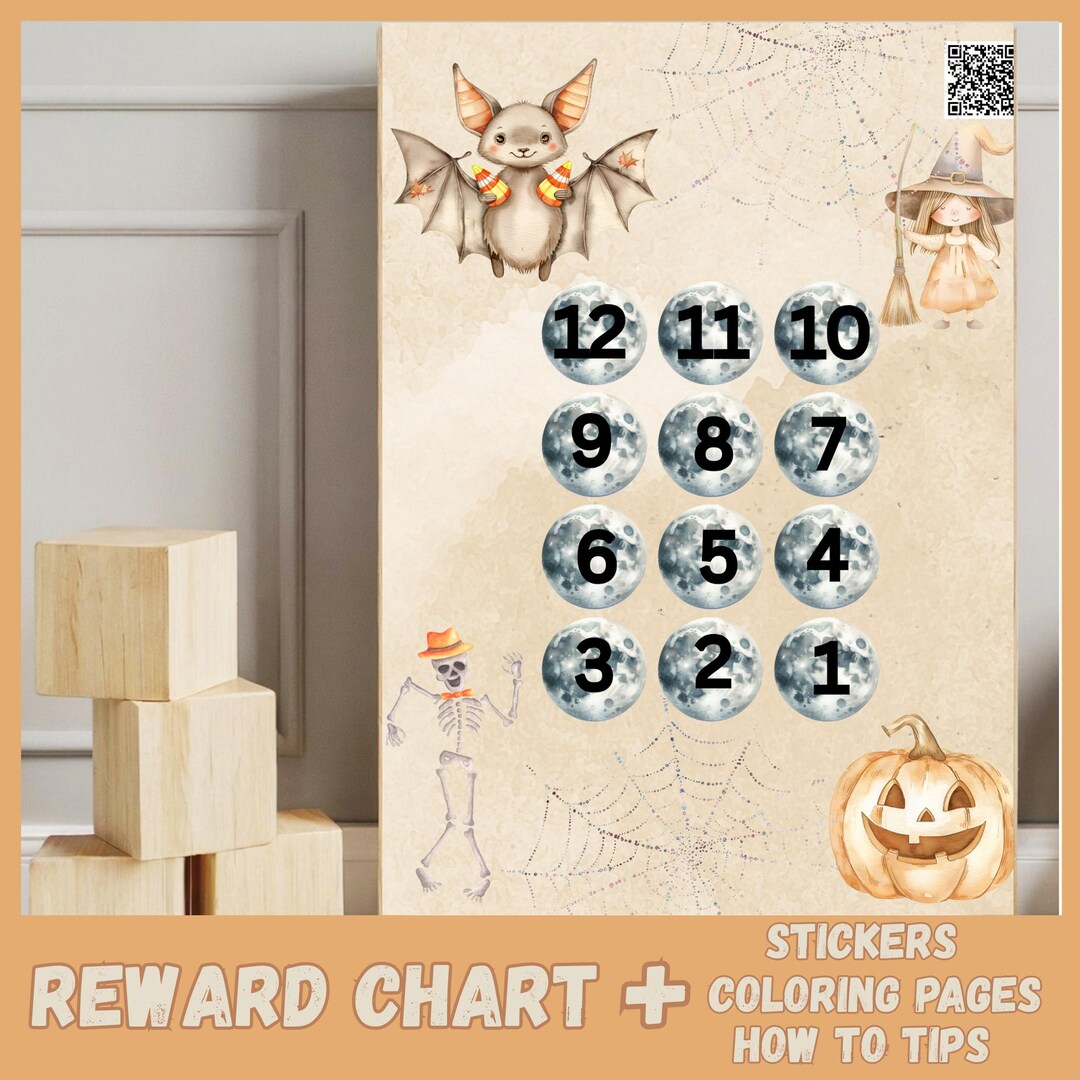 Behavior & Chore Chart for Kids – Cute Boho Halloween Printable A4 US ...
