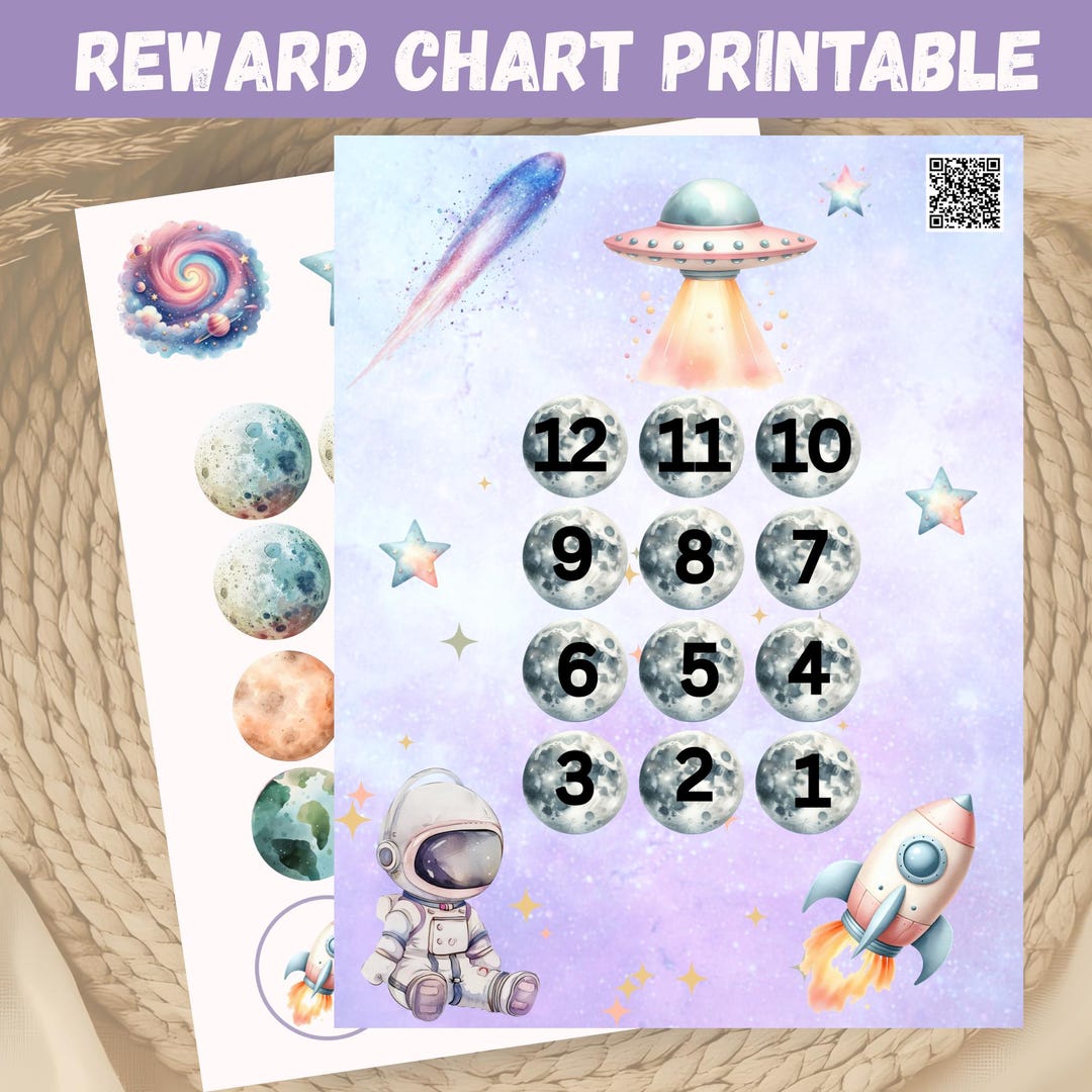 Reading Goal Chart for Kids | Space Printable A4 & US Letter | Reward ...