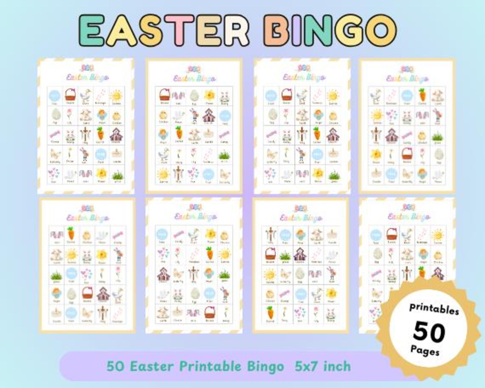 Easter Bingo Game - Printable Kids Bingo - Fun Holiday Party Activity ...