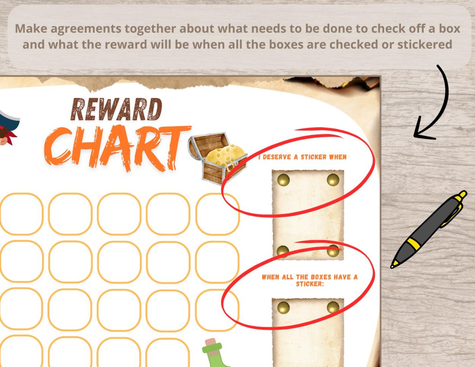 Pirate Chore Chart for Kids, Daily Visual Schedule, Printable 2025 ...