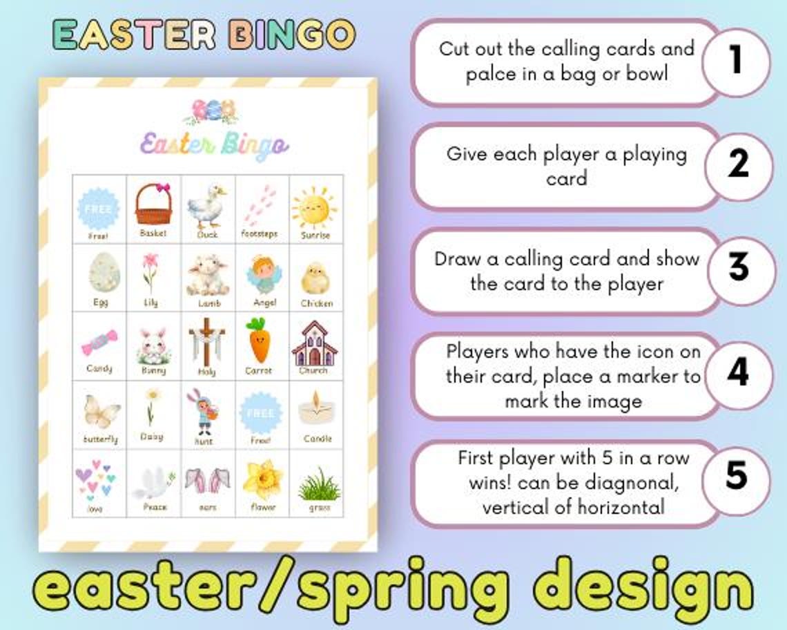 Easter Bingo Game - Printable Kids Bingo - Fun Holiday Party Activity ...