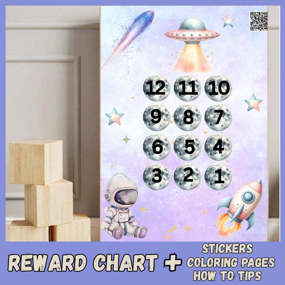 Kid Reward Chart Printable | Space Chore Chart A4/US Letter | Children ...