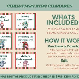 Printable Christmas Charades Game for Kids & Family Fun, Seasonal ...