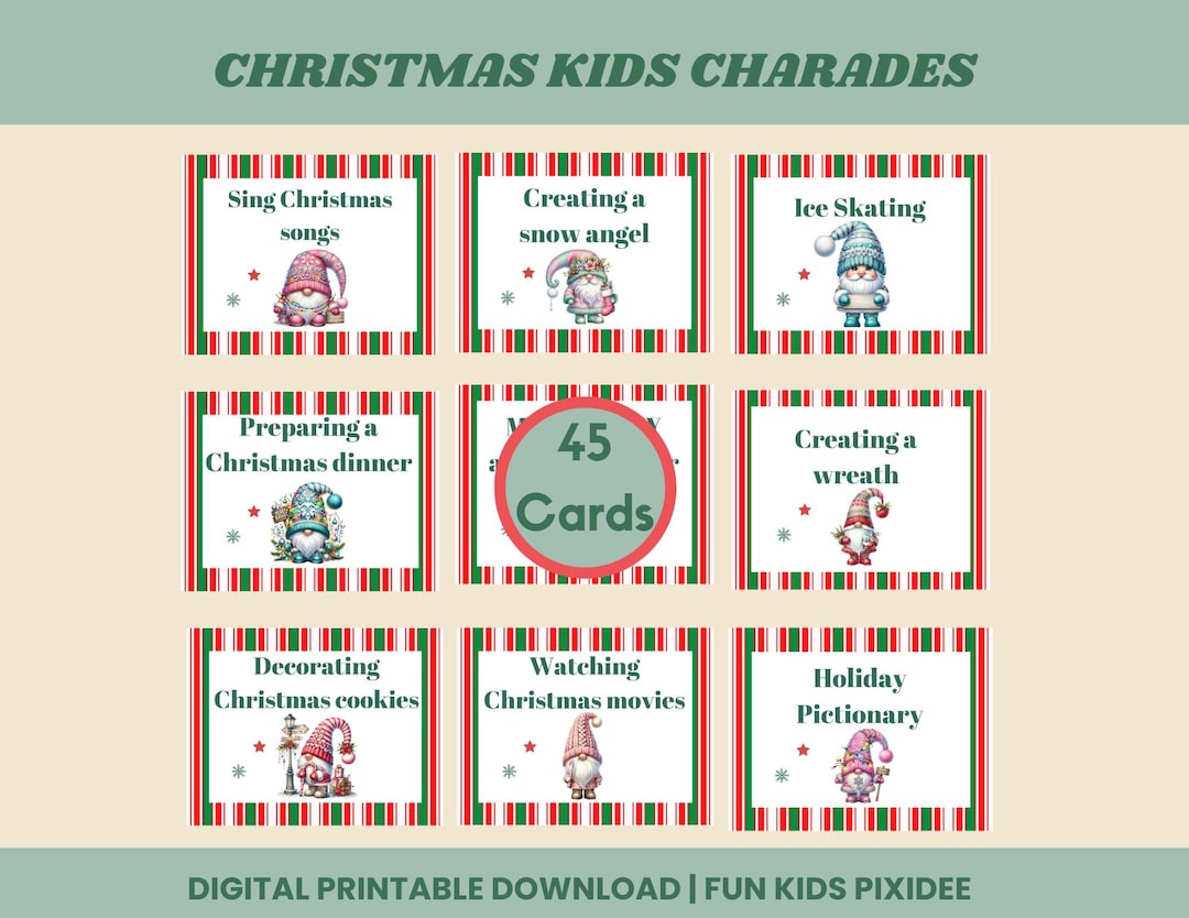 Printable Christmas Charades Game for Kids & Family Fun, Seasonal ...