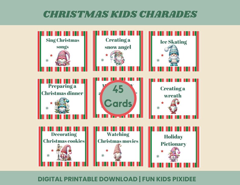 Printable Christmas Charades Game for Kids & Family Fun, Seasonal ...