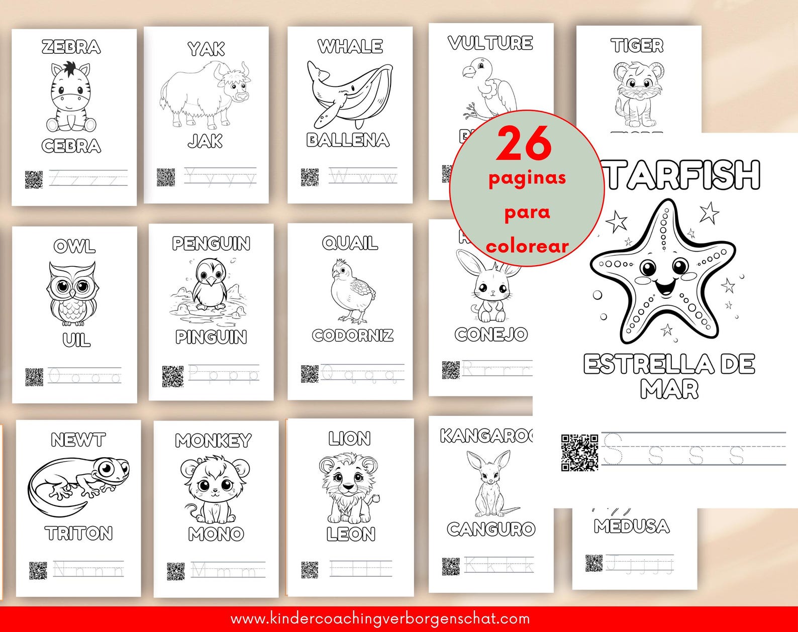 Bilingual Tracing Coloring Workbook Spanish English ABC Bundle QR Songs ...