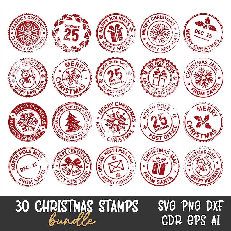 Santa Stamp Svg Bundle, North Pole Svg, Christmas Stamp Svg, Special ...