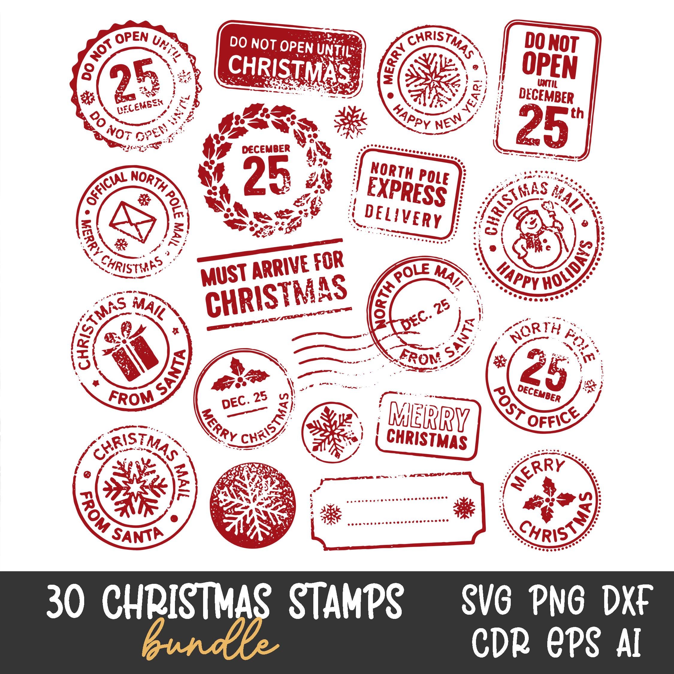 Santa Stamp Svg Bundle, North Pole Svg, Christmas Stamp Svg, Special ...