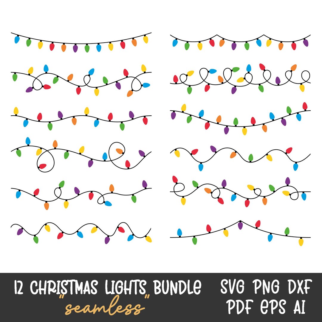 Christmas Lights Svg Bundle, Seamless Christmas Lights Pattern ...
