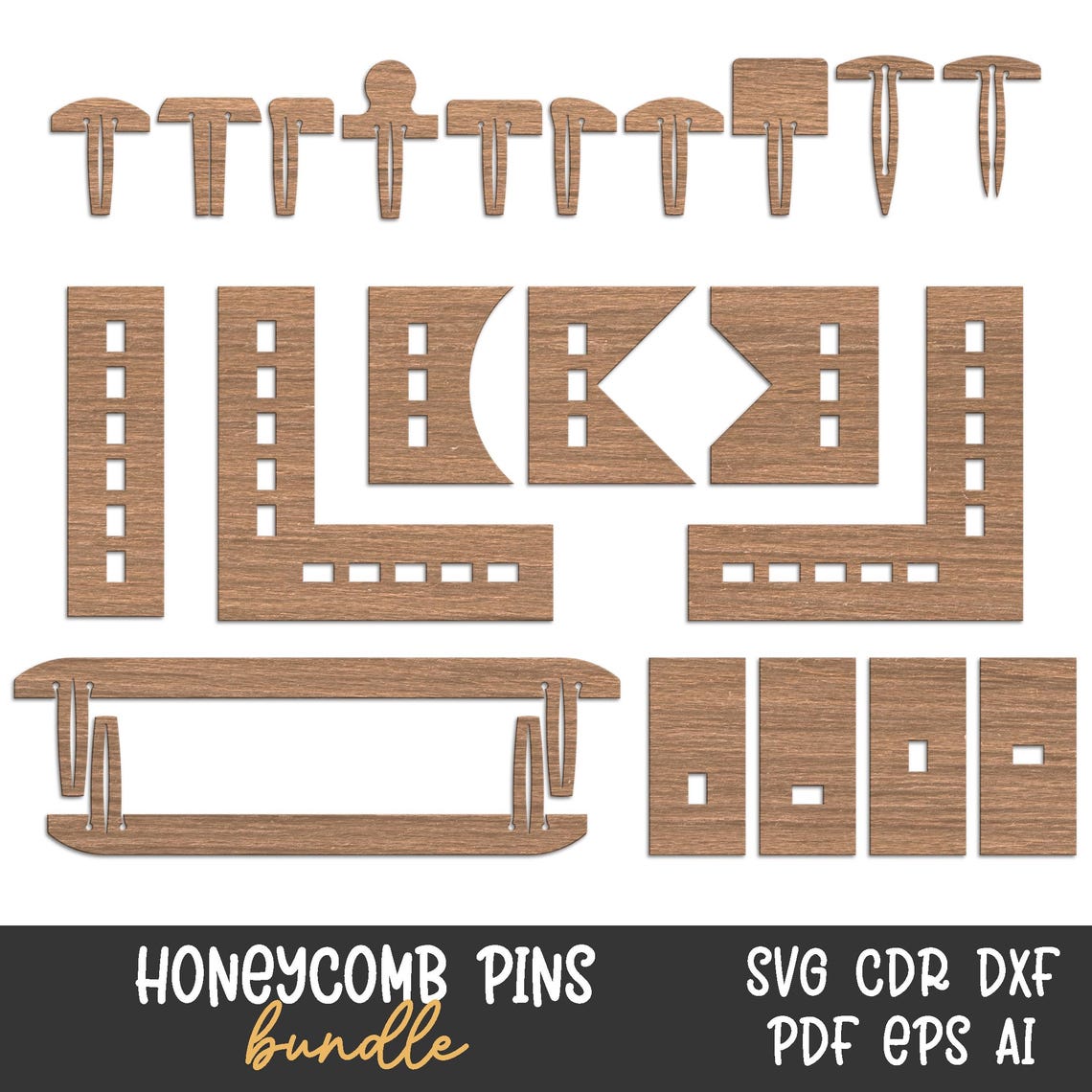 Honeycomb Pins Bundle, Honeycomb Pins Svg, Crumb Tray Pin, Laser Cut ...