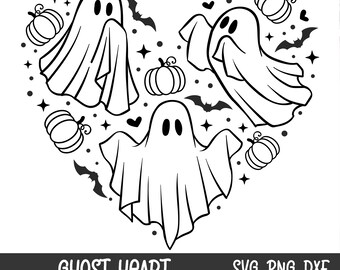 Ghost Heart SVG, Spooky Season Svg ,halloween Svg,boo Svg, Ghost Clip ...