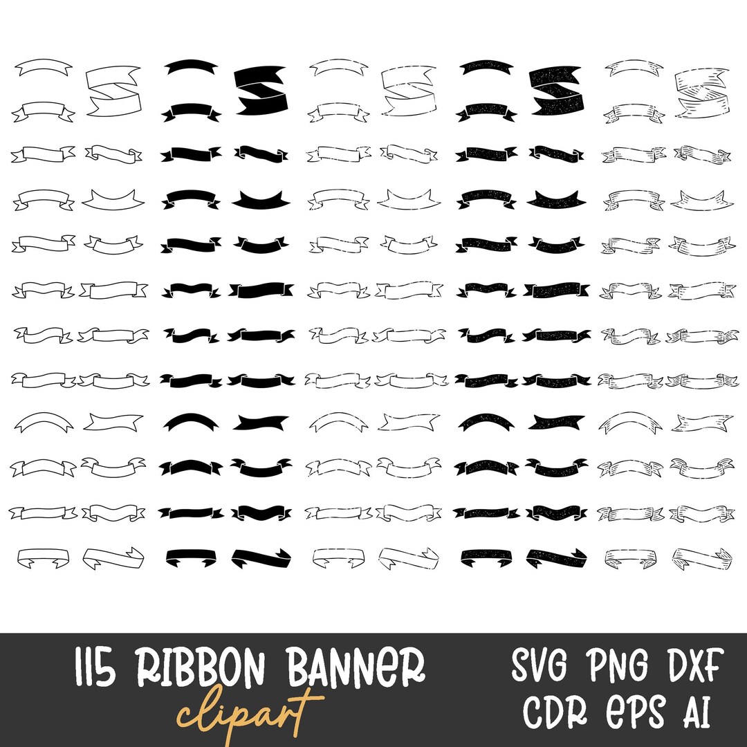 Banner Svg Bundle, Banner Clipart, Banners Png, Birthday Banner Svg, Banner Outline, Ribbon ...