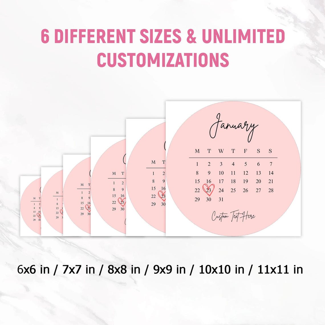 Burn Away Cake Topper Calendar Template, Custom Round Сake Topper, 2024 ...