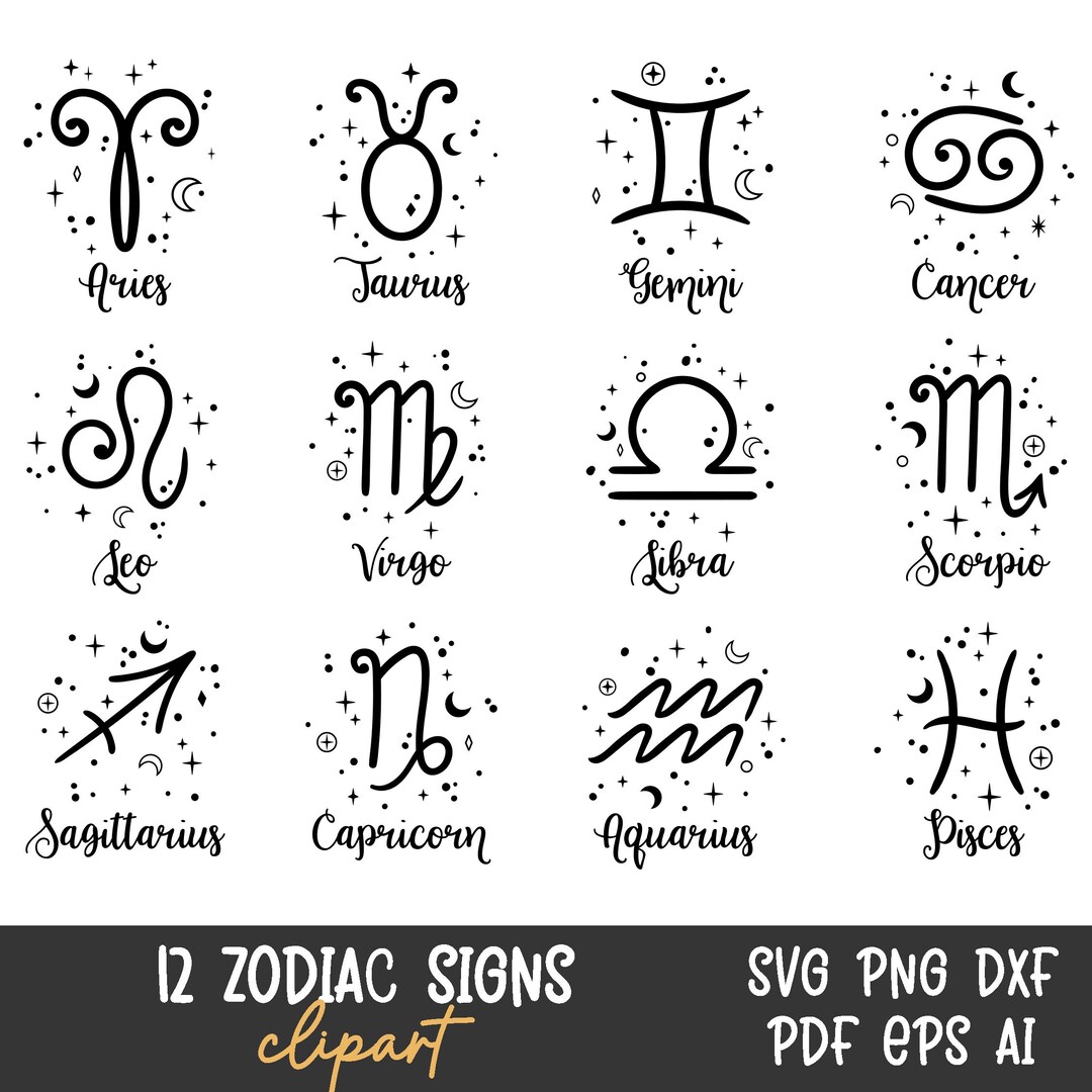 Zodiac Signs Svg Bundle, Zodiac Svg, Zodiac Clipart, Zodiac Png, Zodiac ...