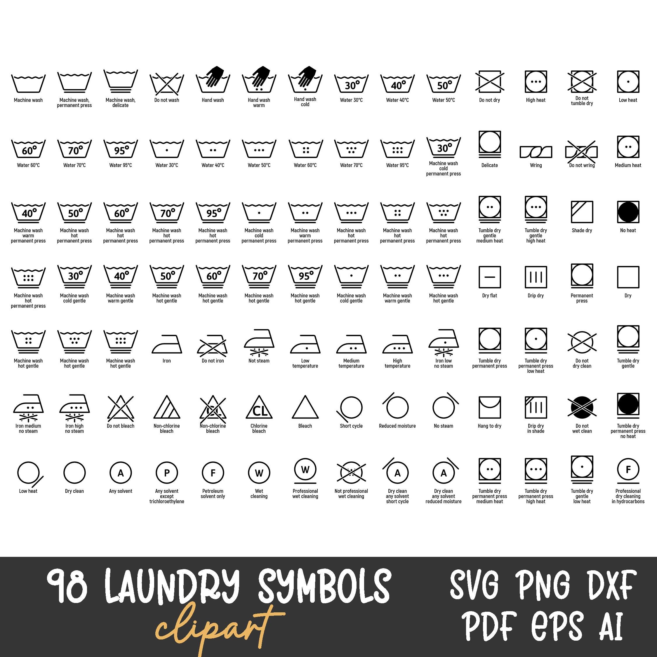 Laundry Symbols Svg Bundle, Laundry Svg, Laundry Sign Svg, Laundry ...