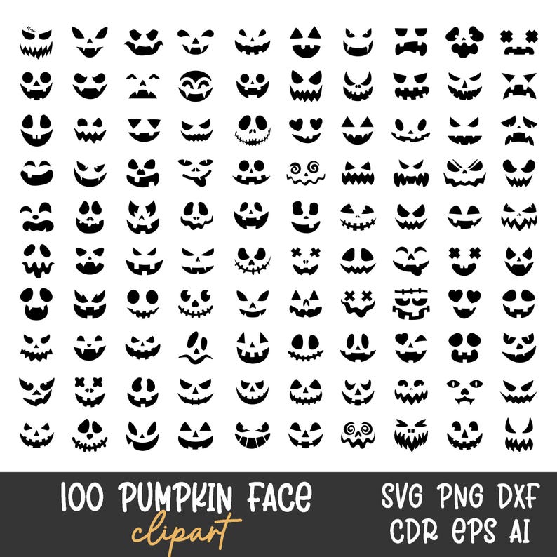 Pumpkin Face Svg, Jack O Lantern Faces, Halloween Pumpkins Faces ...