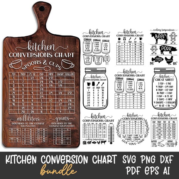 Kitchen Conversion Chart Svg - Etsy