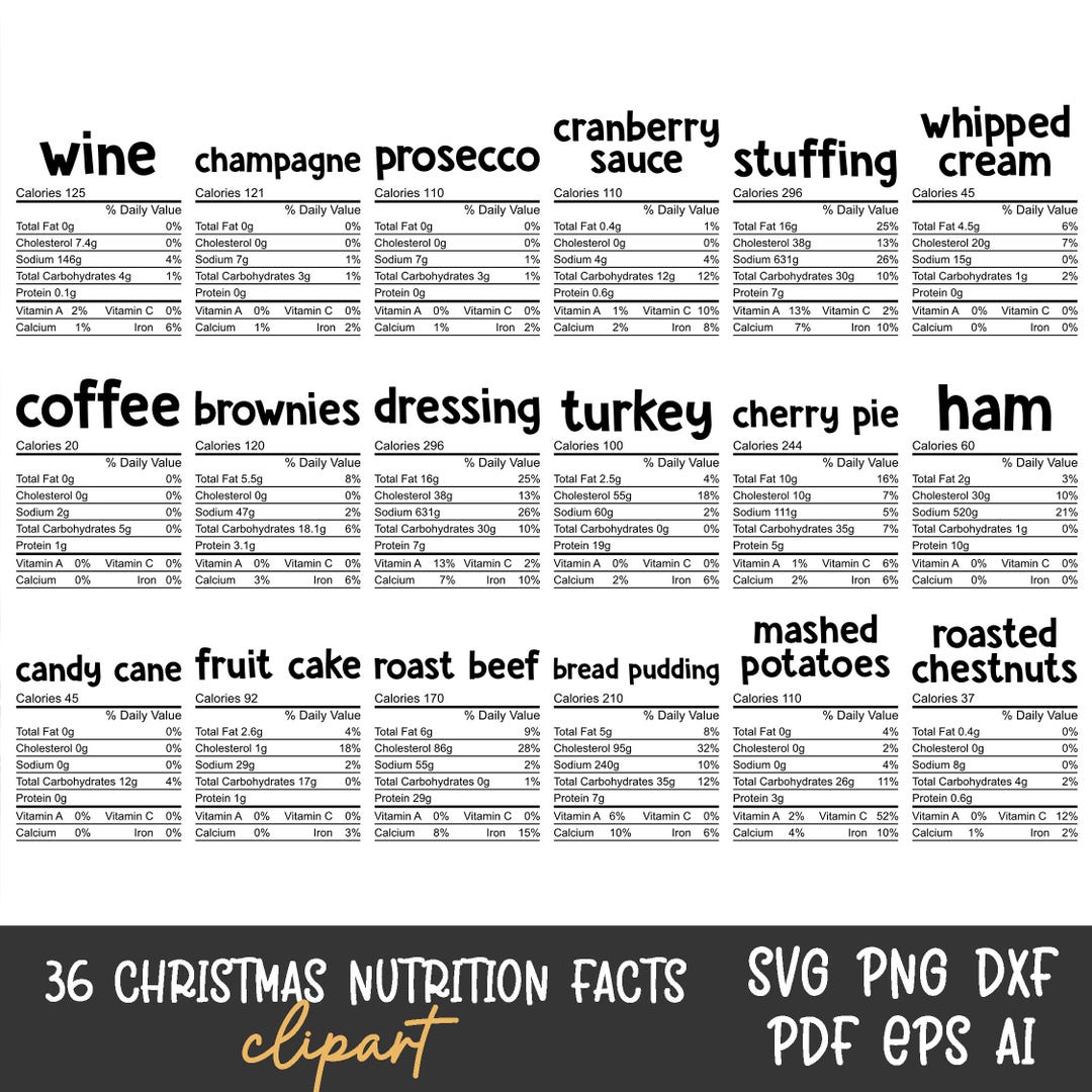 Christmas Nutrition Facts Svg, Nutrition Food Facts Svg, Christmas ...