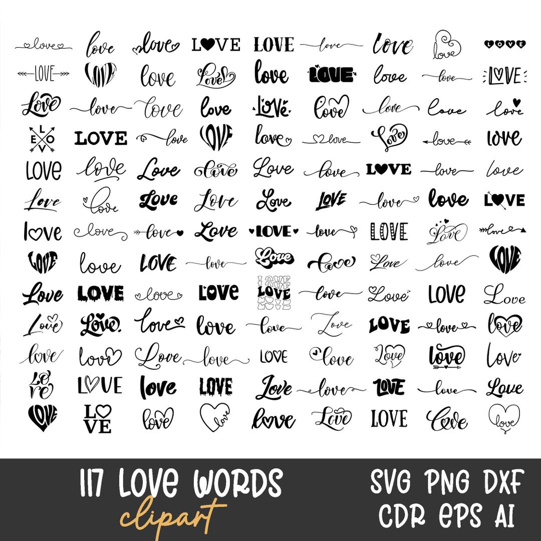 Love Svg Bundle, Love Word Svg, Love Clipart, Love Heart Svg, Heart Svg ...
