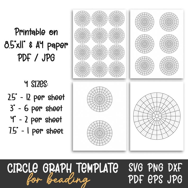Circle Graph Template, Bead Graph Paper, Beading Pattern, Polar Graph ...