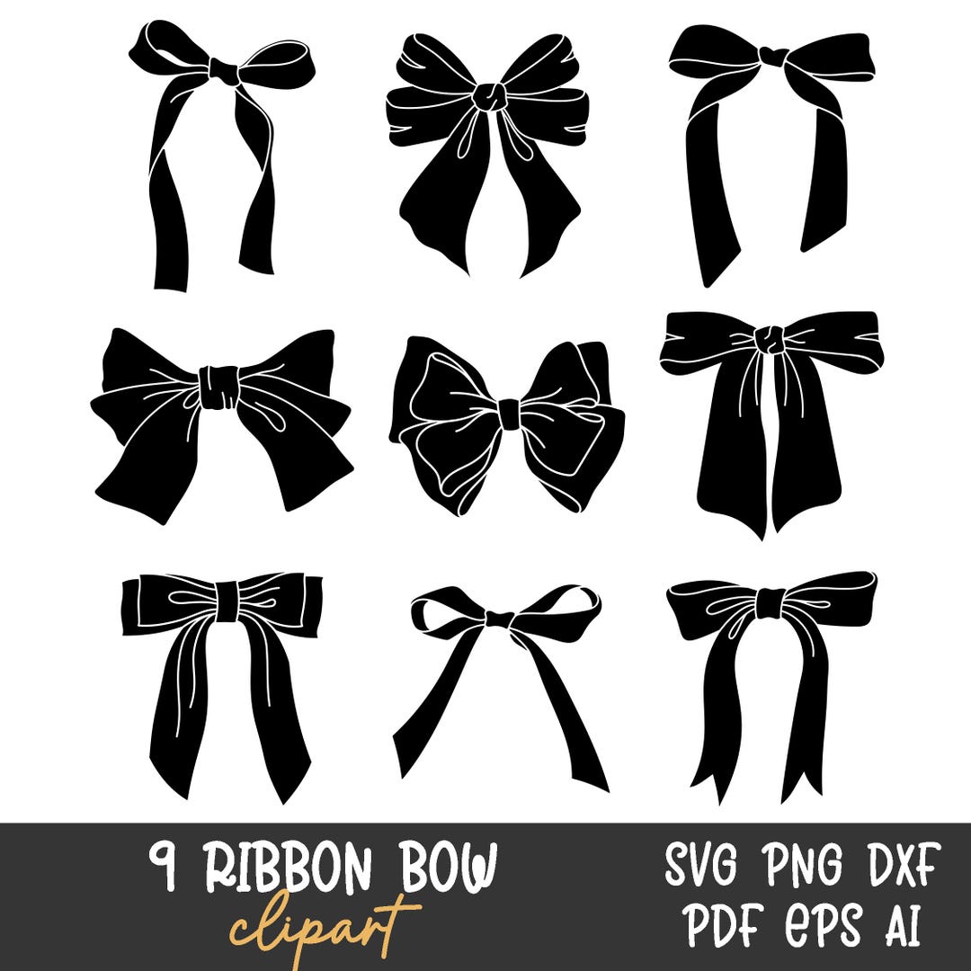 Ribbon Bow Svg Bundle Ribbon Svg Bow Svg Png Hair Bow Svg Bow Tie Svg Hand Drawn Bow