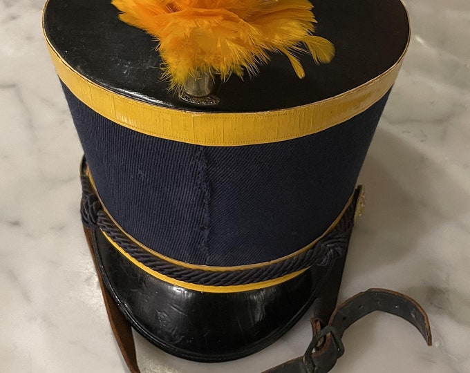 Vintage Military Shako/kepi Style Hat Blue Band Hat W/ Gold Plume - Etsy