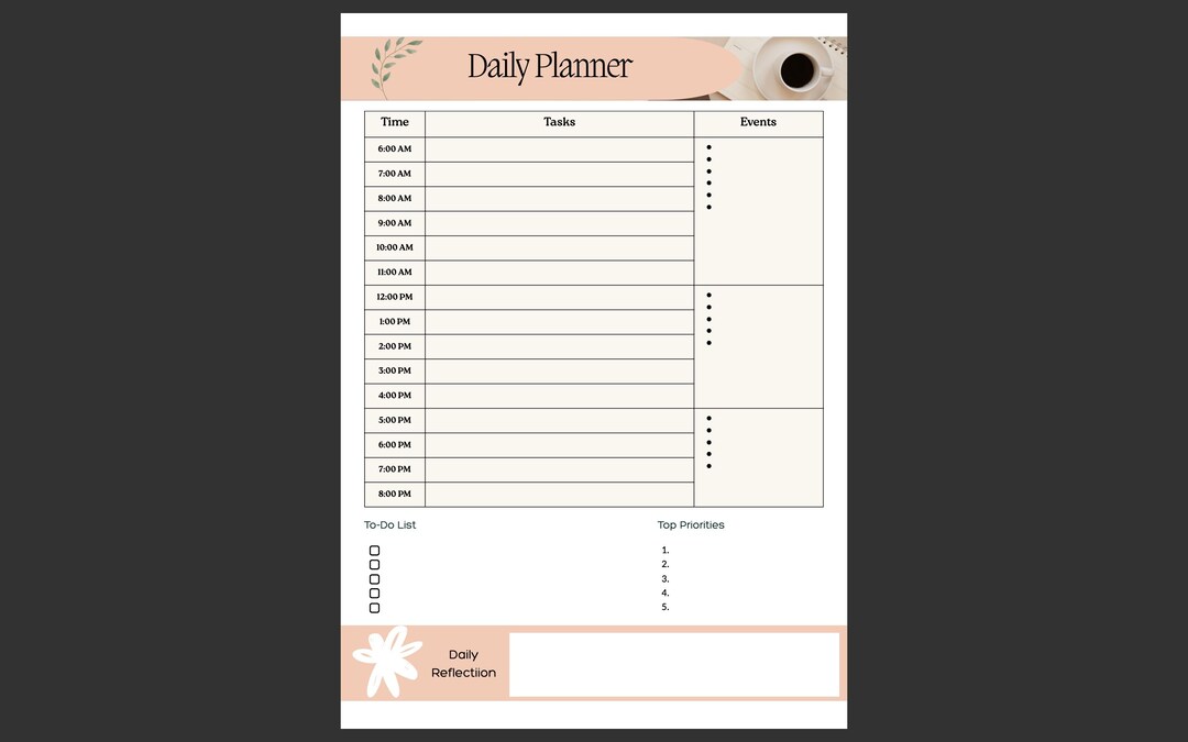Daily Planner Printable PDF | Digital Planner for Productivity ...