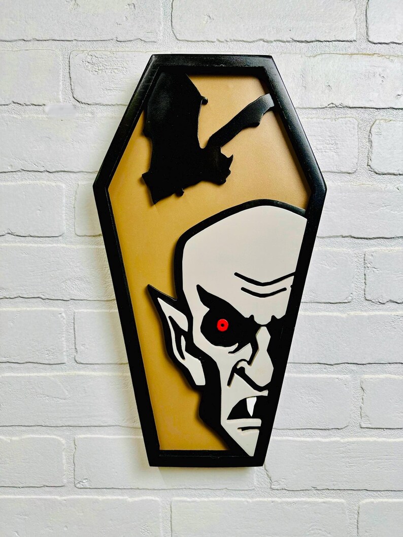 Nosferatu in Coffin | Spooky Halloween Sign | Nosferatu Sign | Dracula ...