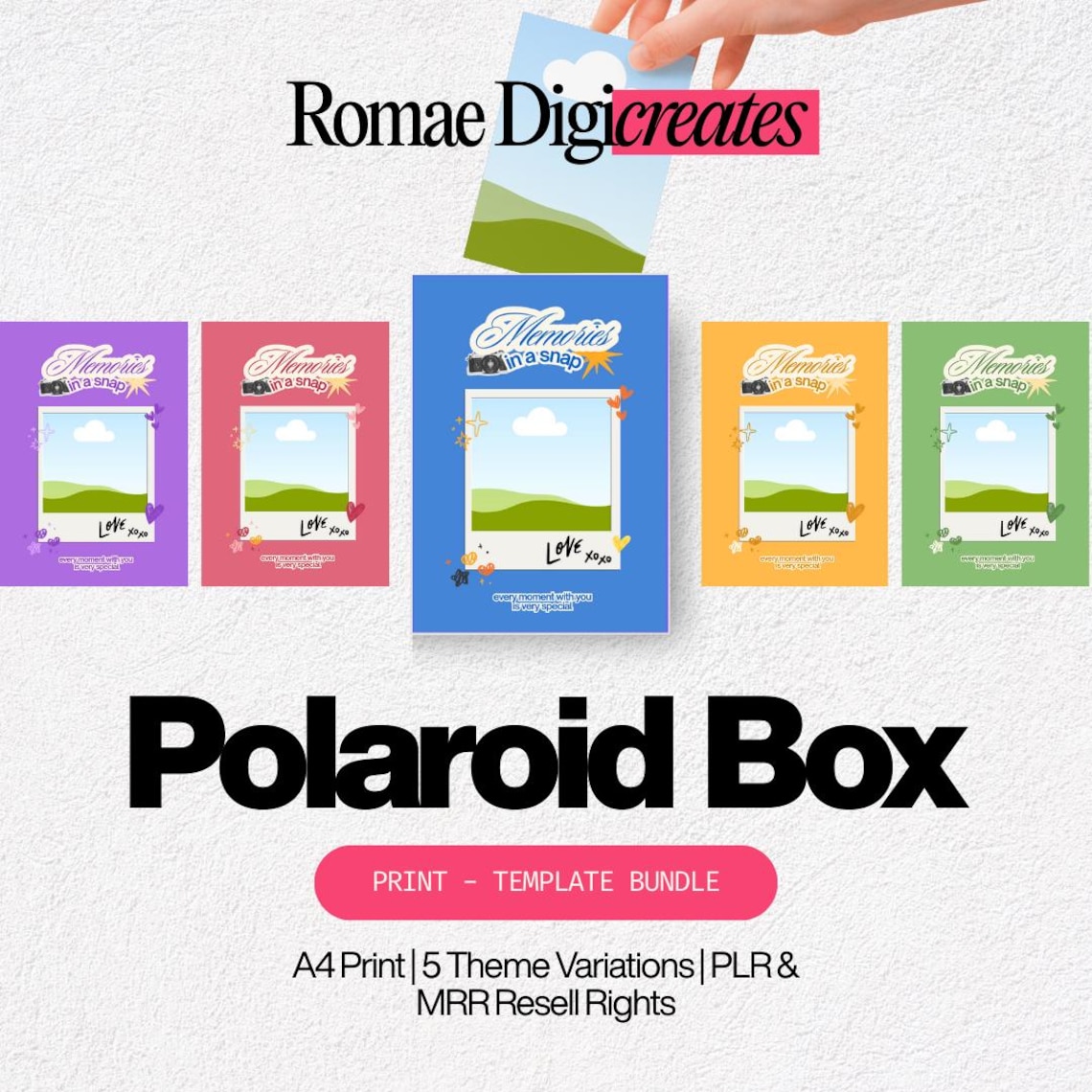 Printable Polaroid Photo Card Box Template — A4 Size | Blind Box ...