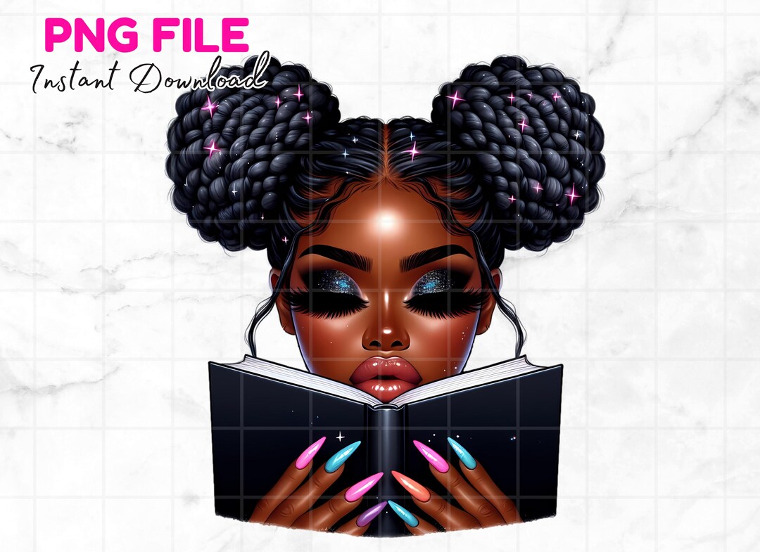 Reading Black Girl PNG Reading A Book Png Black Woman Reader Book Worm ...