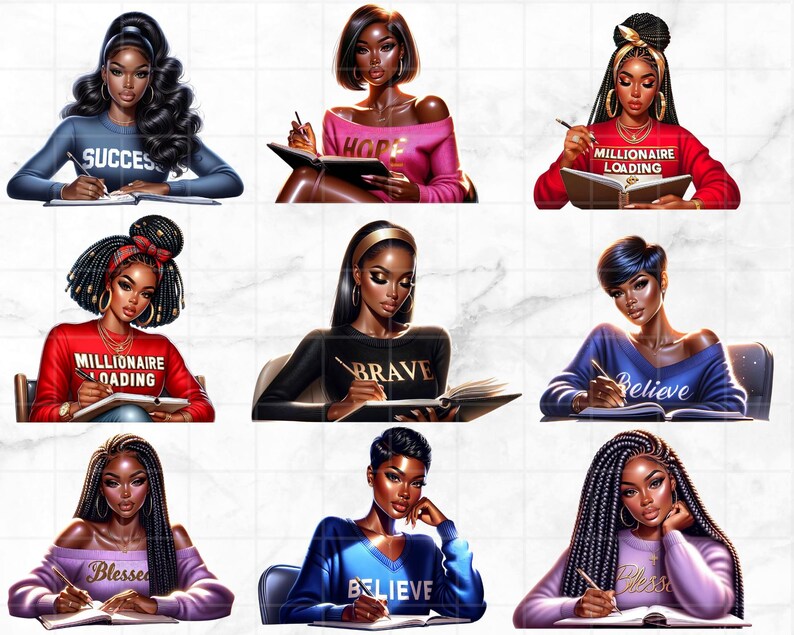 32 Black Women Clip Art Bundle Empowerment Motivational Boss Babe Self ...